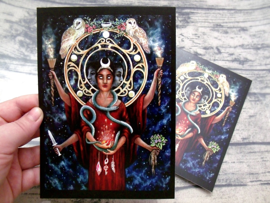 5x7" Hekate Art Print, Owls, Serpent, Key, Torches, Goddess Hecate - Etsy