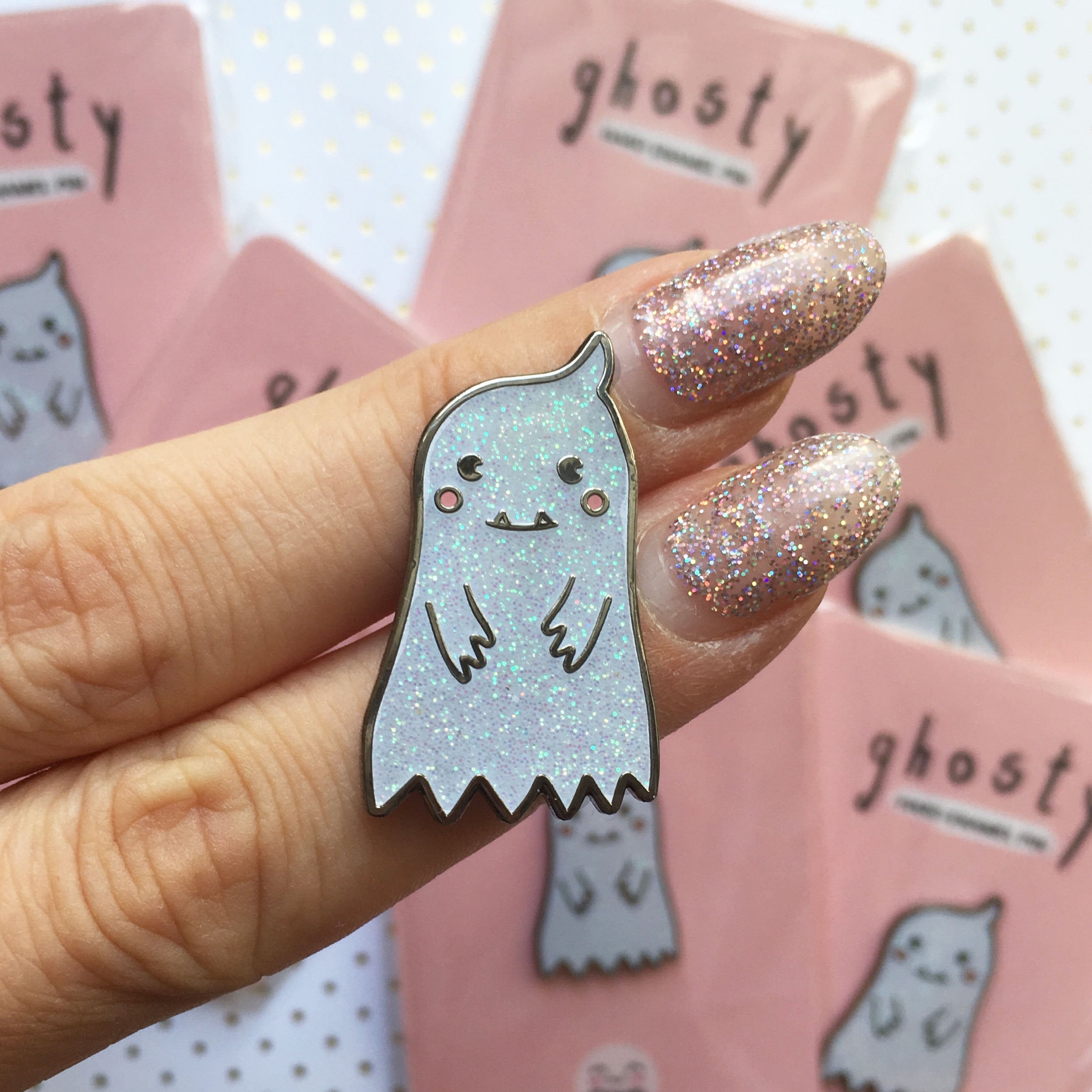 Hard Enamel Glitter Ghost Pin 'ghosty' - Etsy UK