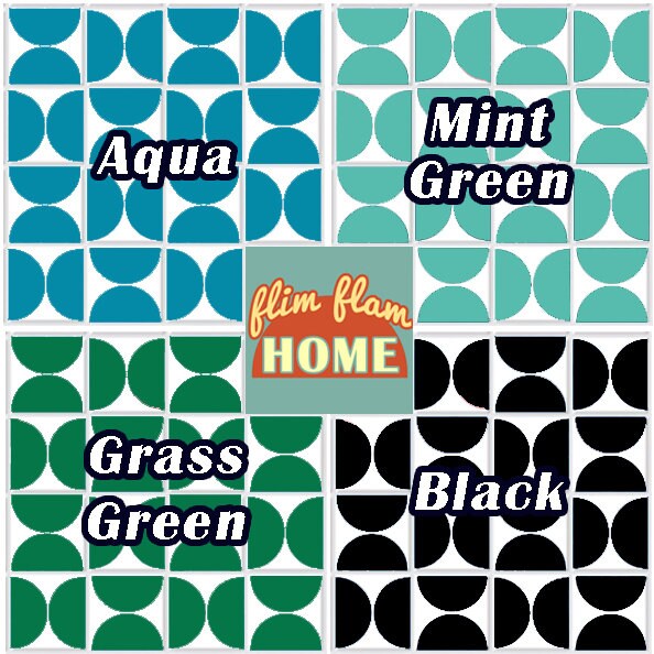 Retro Semi-circle Shape Vinyl Tile Stickers 12 Pack Available in 12 ...