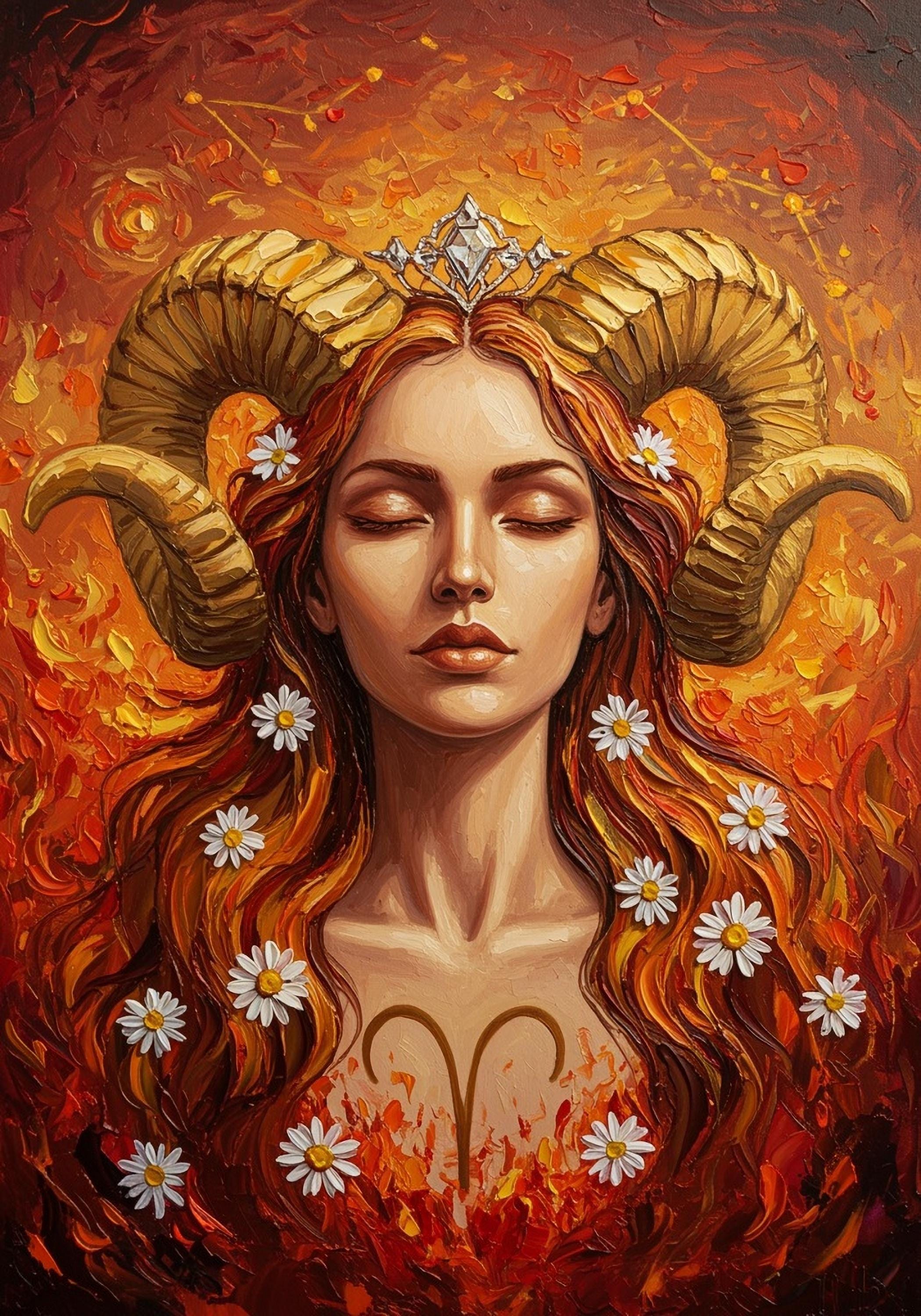Aries Zodiac Goddess Digital Download | Moody Maximalist Wall Art ...