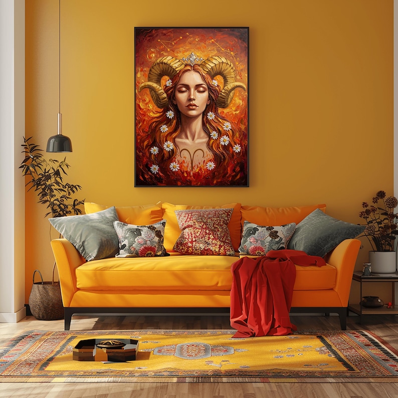 Aries Zodiac Goddess Digital Download | Moody Maximalist Wall Art ...