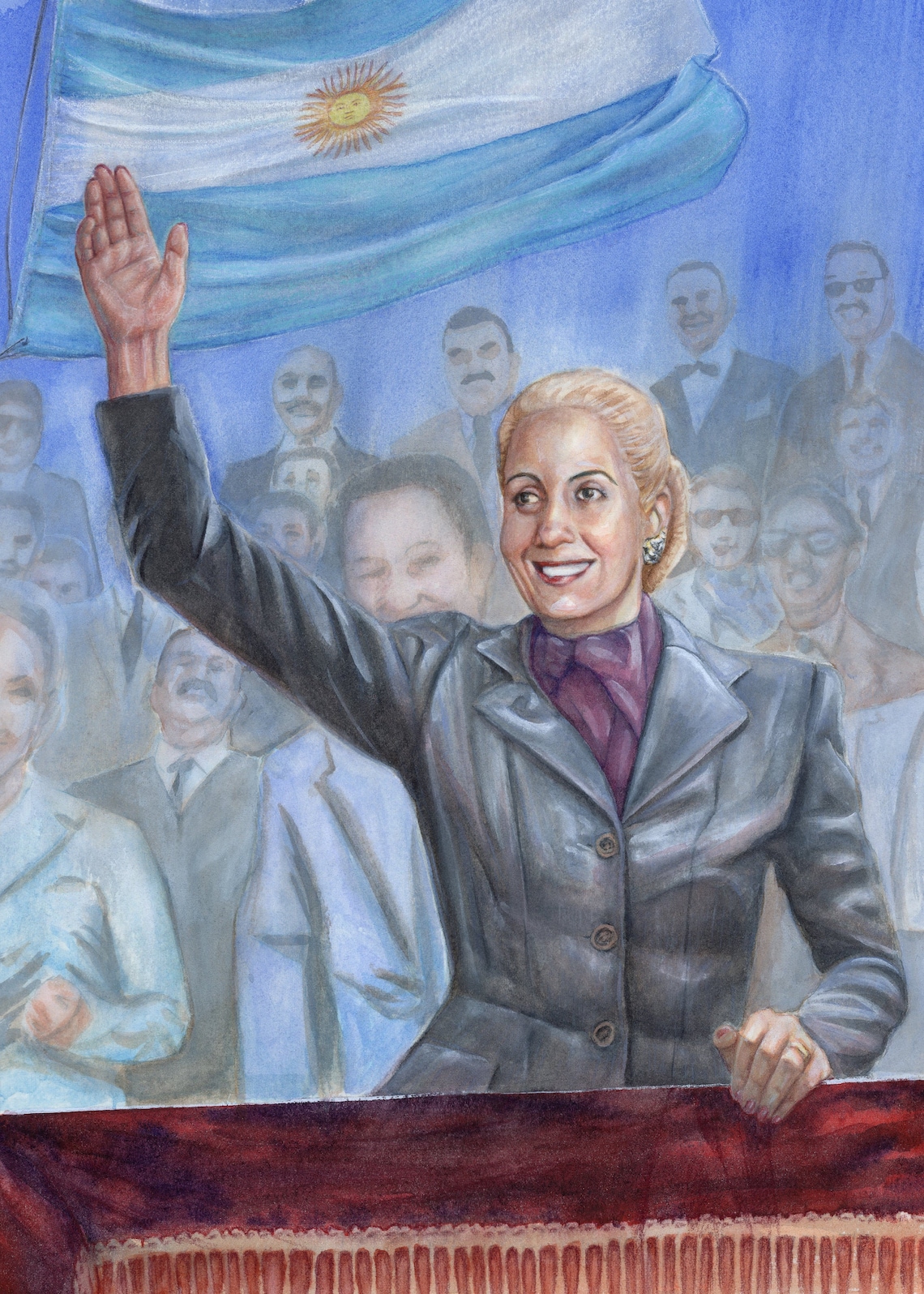 Pintura de acuarela de Eva Perón Poderosas mujeres Oracle | Etsy