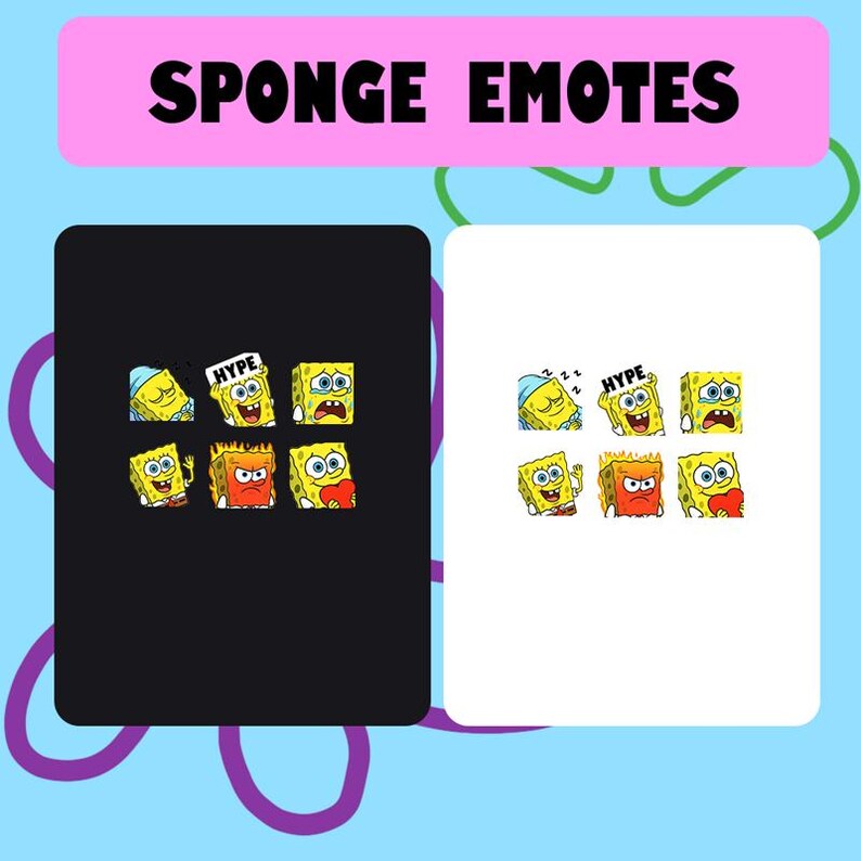 Sponge Twitch Emote Set | 6 Stream Emotes | Funny Cartoon Emotes for ...