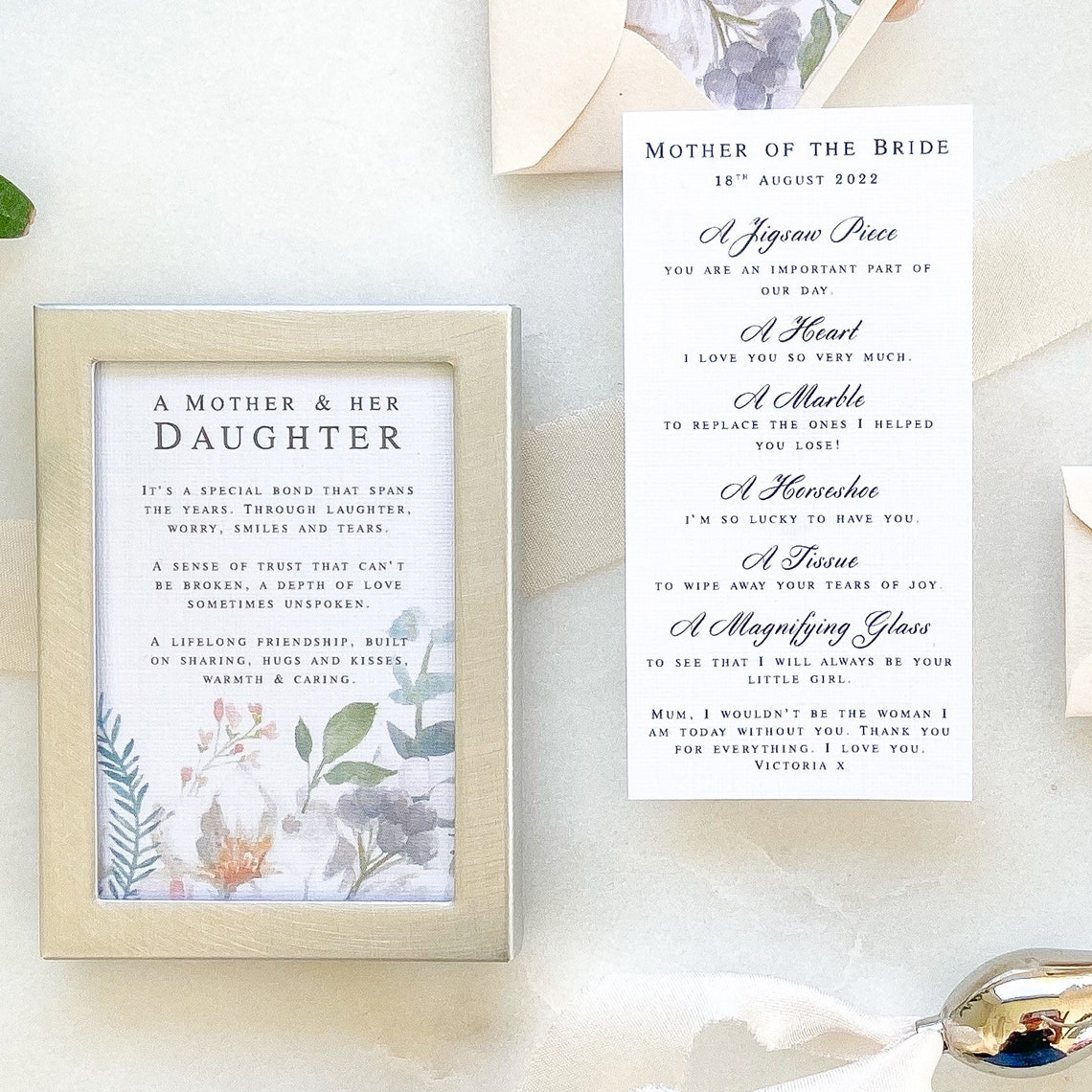 Mother of the Bride poem print & Letter Custom Personalised | Etsy