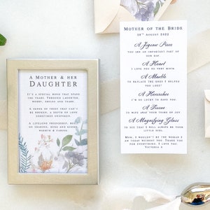 Mother of the Bride poem print & Letter Custom Personalised | Etsy