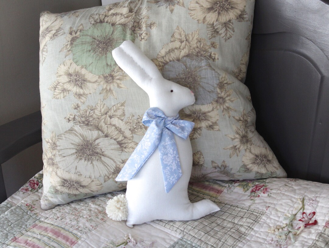 One Handmade White Chocolate Linen Bunny Prim Long Ear Hare Easter ...