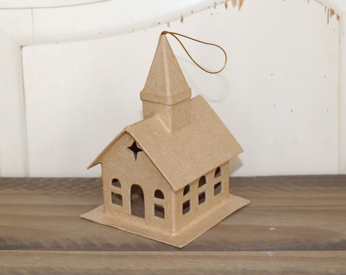 Unfinished Cardboard Church Ornament Make Your Own Paper Village Church ...