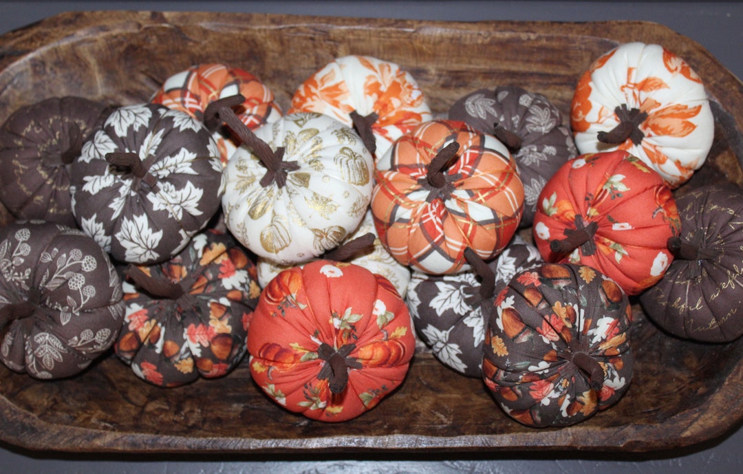 Fabric Pumpkins Shades OF Autumn Mix Fabric Pumpkin Guards Prims Choose ...