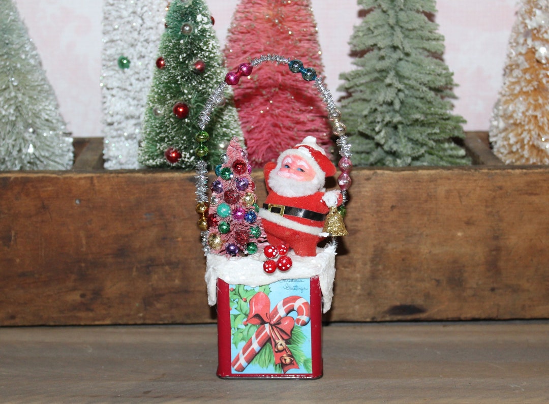 Repurposed Spice Container Santa & Tree Ornament/decoration Vintage ...