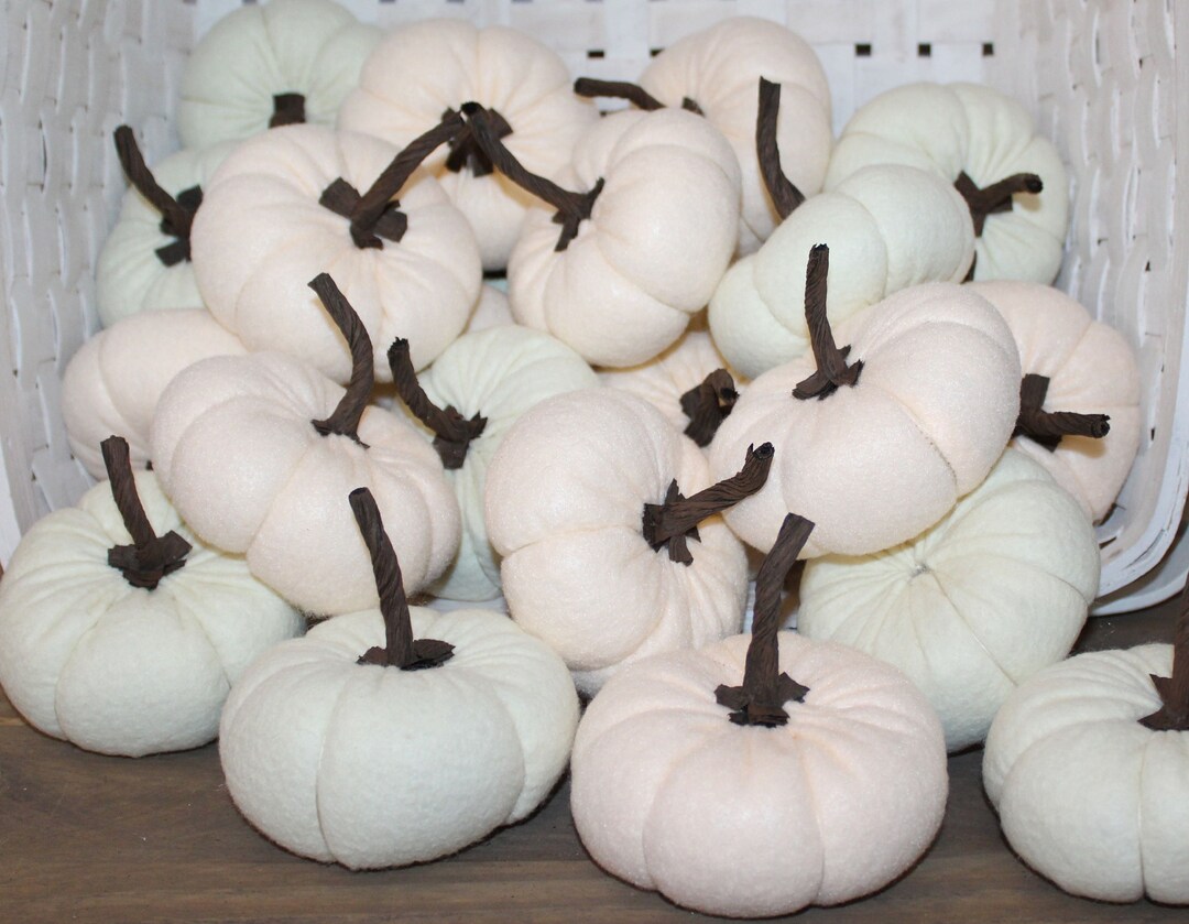 Handmade Felt Pumpkins Whites Creams Felt Pumpkin Guards Prims Fall ...