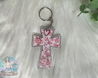 Pink Faith Cross Keychain - Etsy