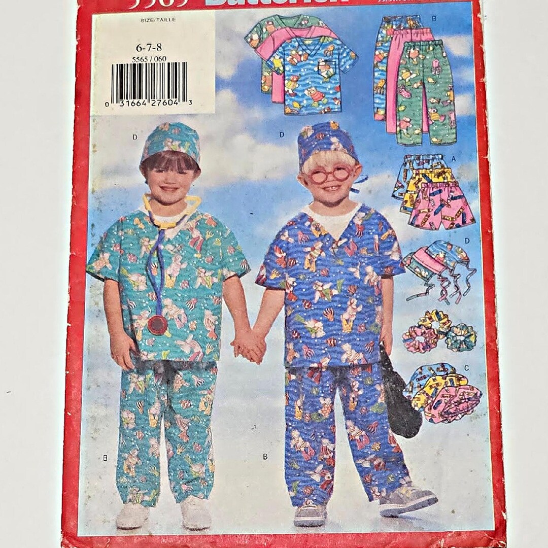 Unisex Boys Girls Size 6 7 8 Doctor Nurse Scrubs Sewing Pattern Costume ...