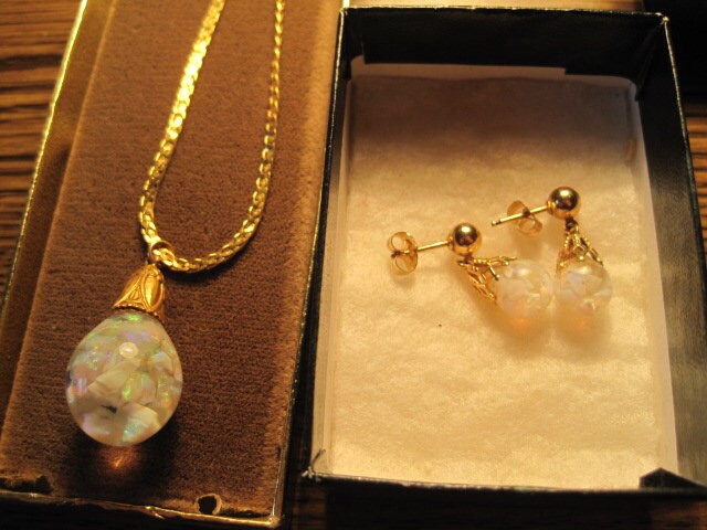 14 Kt Floating Opals and Chain With Earrings - Etsy