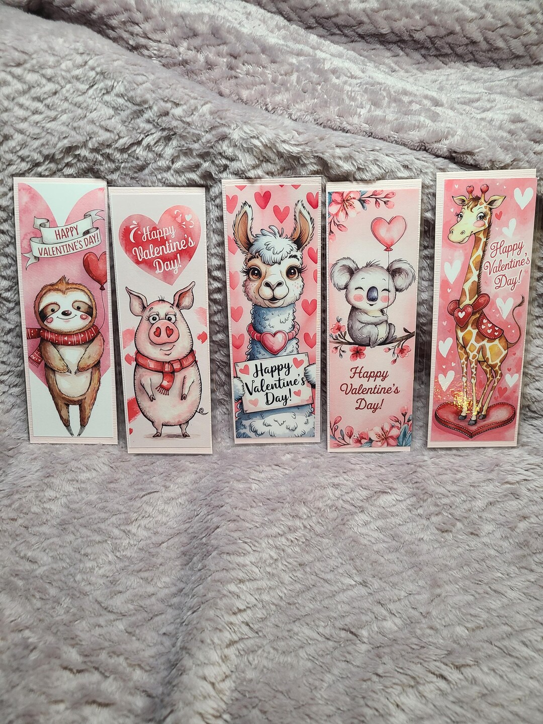 Valentines Day Cute Animal Bookmarkers. Sloth, Lama Pig, Koloa and ...