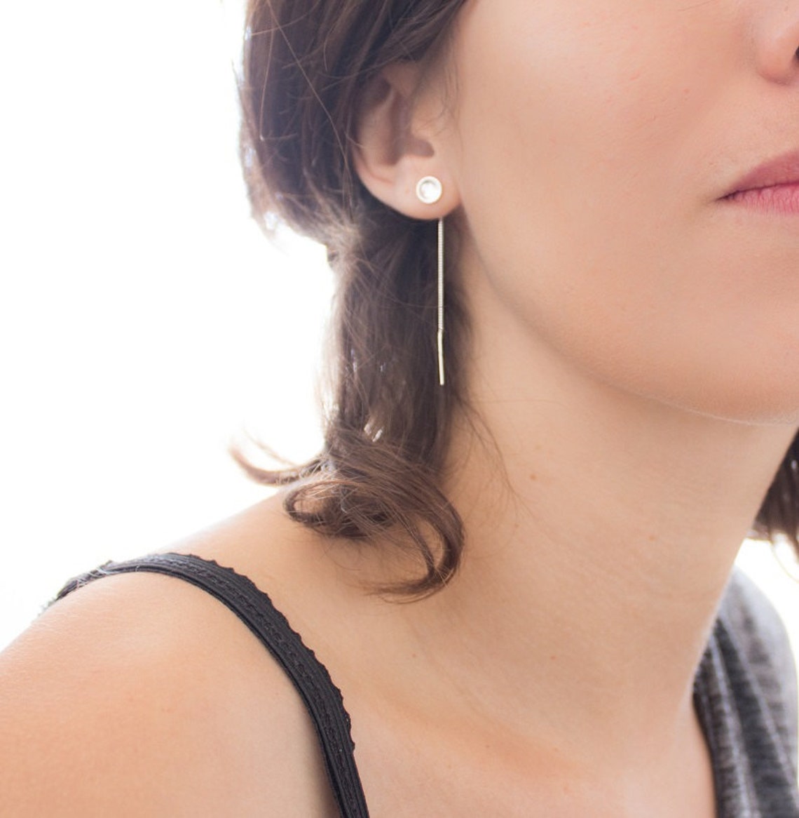 Silver Chain Earrings - Front Back Earrings - Modern Dangle Earrings ...
