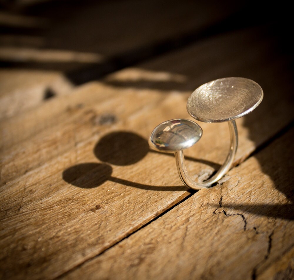 Statement Floating Ring in Sterling Silver Double Ring - Etsy