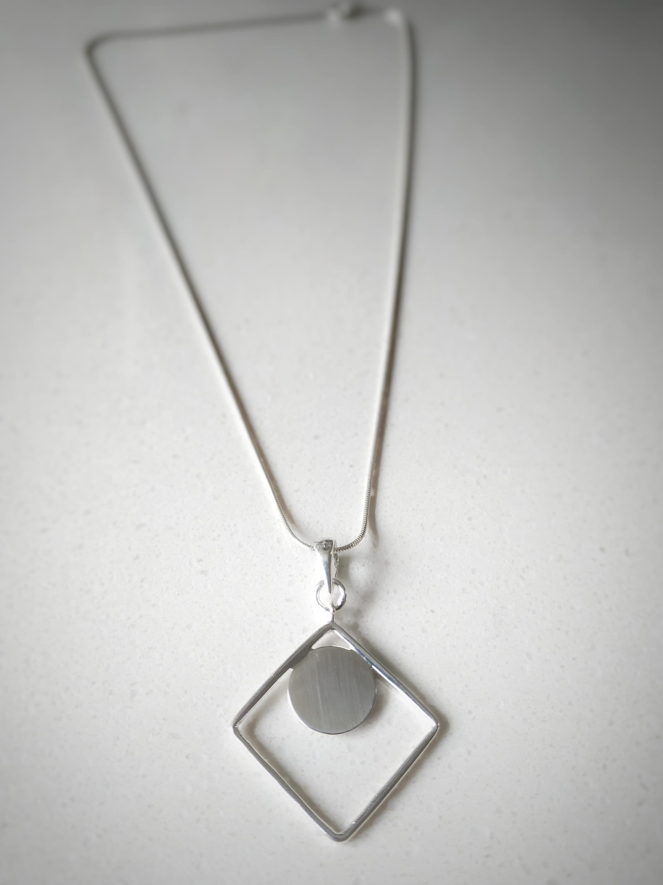 Square Necklace // Geometric Silver Pendant // Everyday Woman Necklace ...