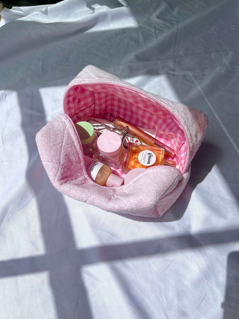 Handmade Quilted Terry Cloth Makeup Bag Light Pink Terry Bag - Etsy