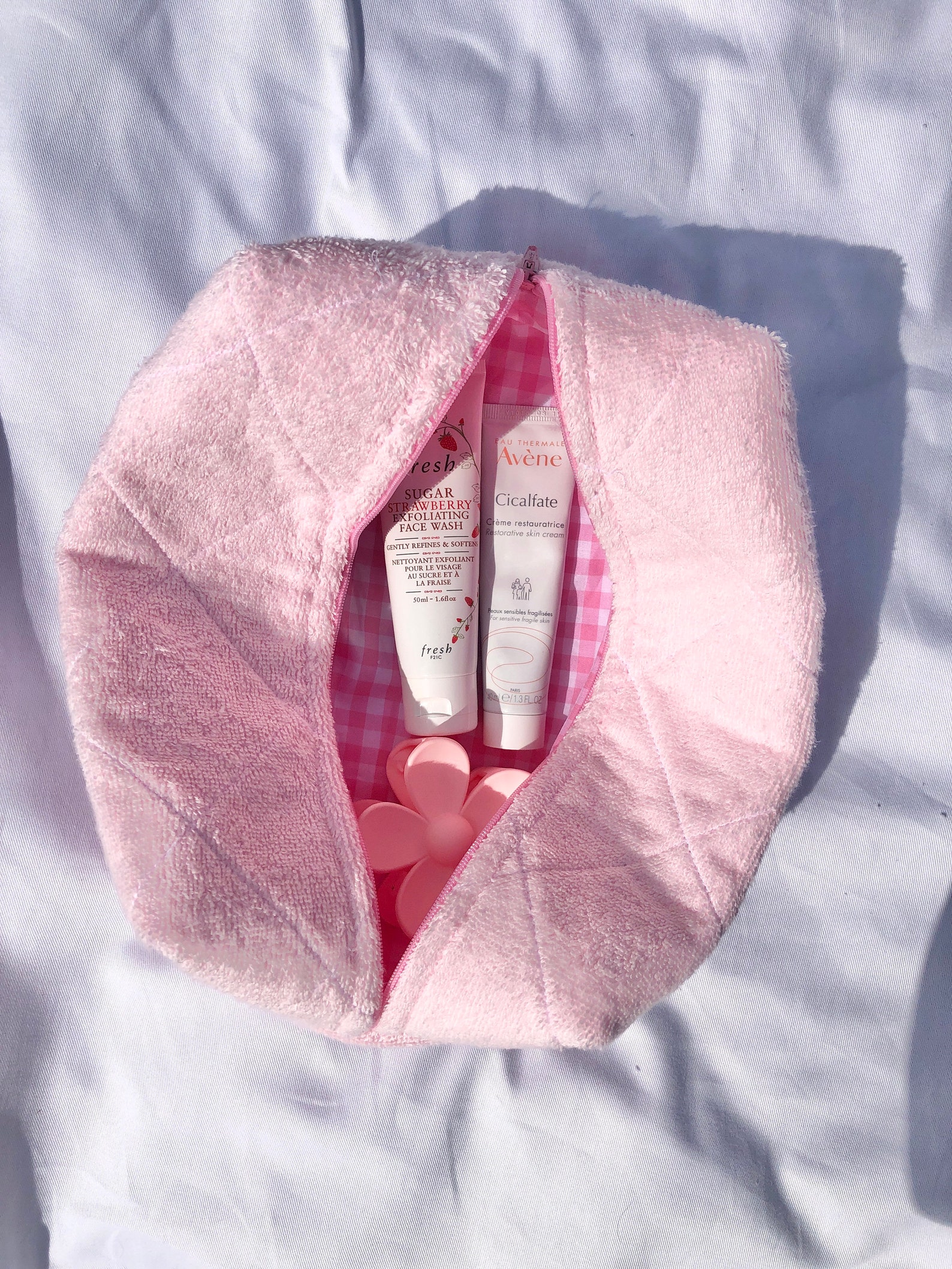 Handmade Quilted Terry Cloth Makeup Bag Light Pink | Etsy