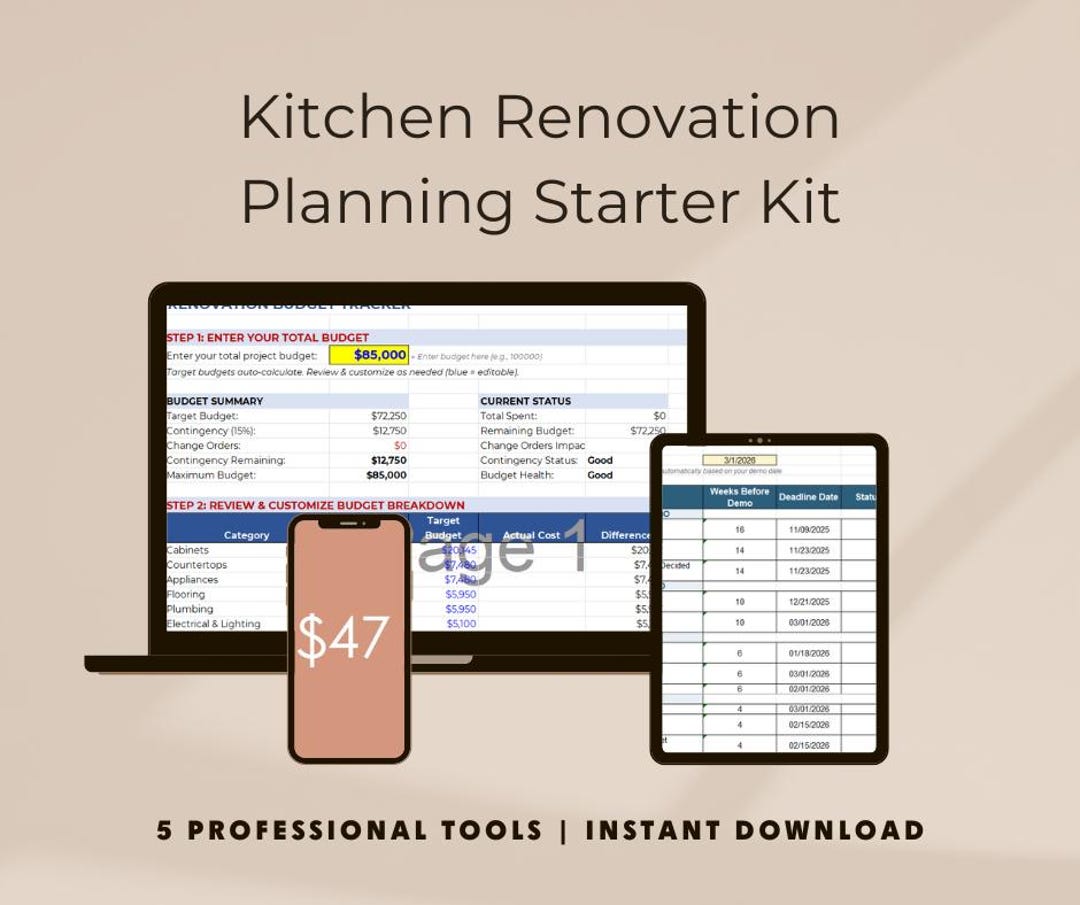 Kitchen Remodel Budget Template + Timeline Planner | Contractor Vetting ...