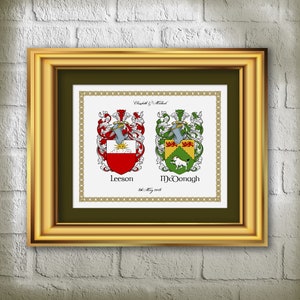 Double Family Crest Parchment Print - Etsy
