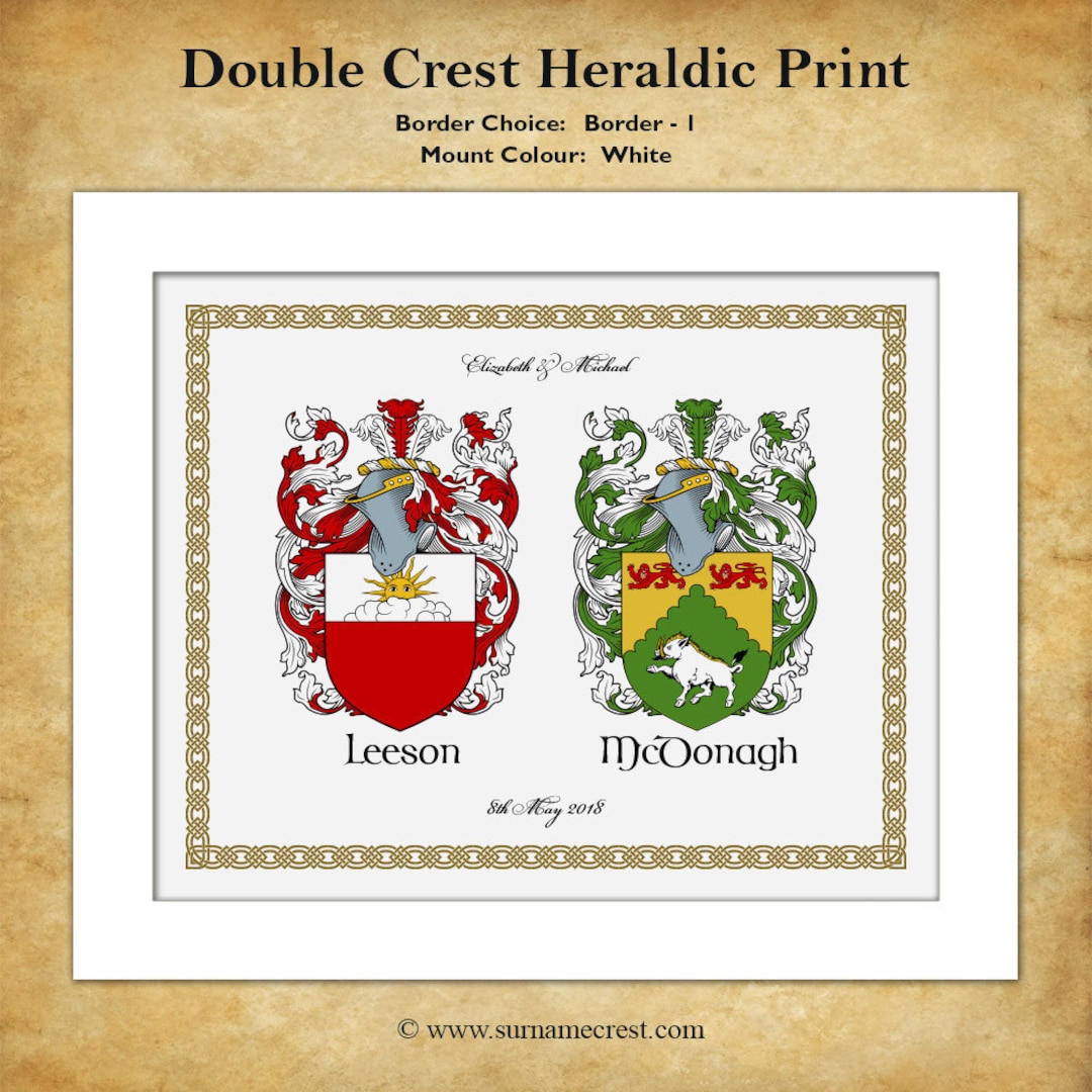 Double Family Crest Parchment Print - Etsy