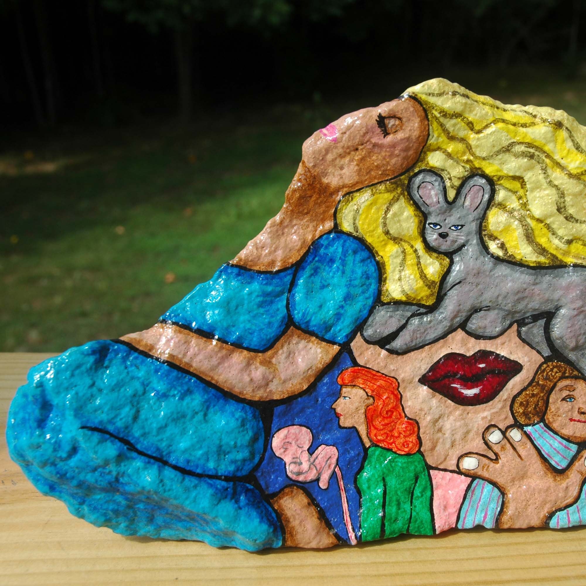 Painted Rock Mural Stone Named fatmaninstripedshirt paintedrockmural ...