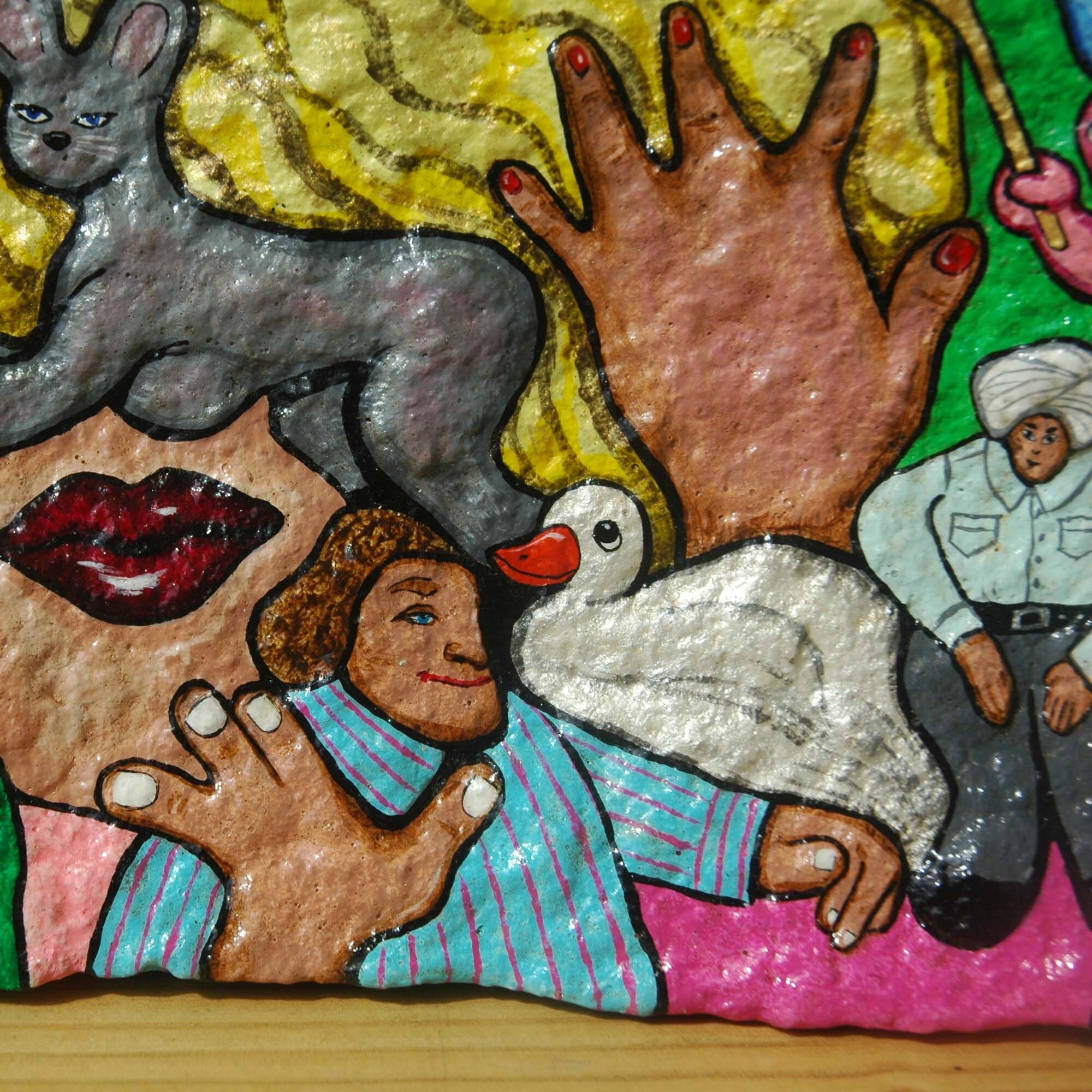 Painted Rock Mural Stone Named fatmaninstripedshirt paintedrockmural ...