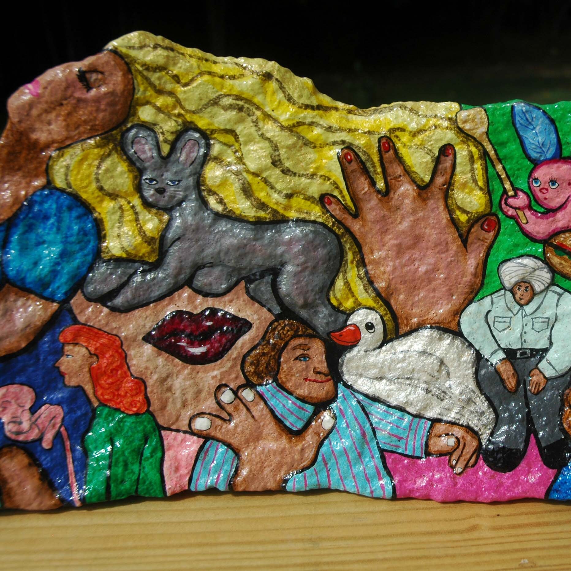 Painted Rock Mural Stone Named fatmaninstripedshirt paintedrockmural ...