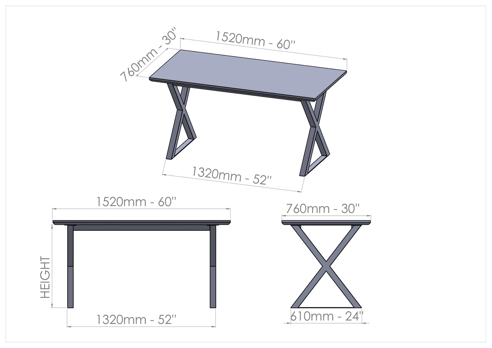 Desk Freestanding Desk ADSIZ X-desk 30 X 60 - Etsy