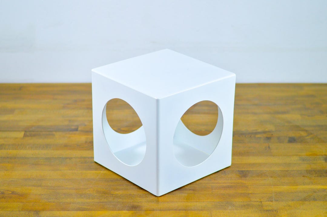 Modern Metal Cube End Table: Minimalist Coffee Table With Circular ...