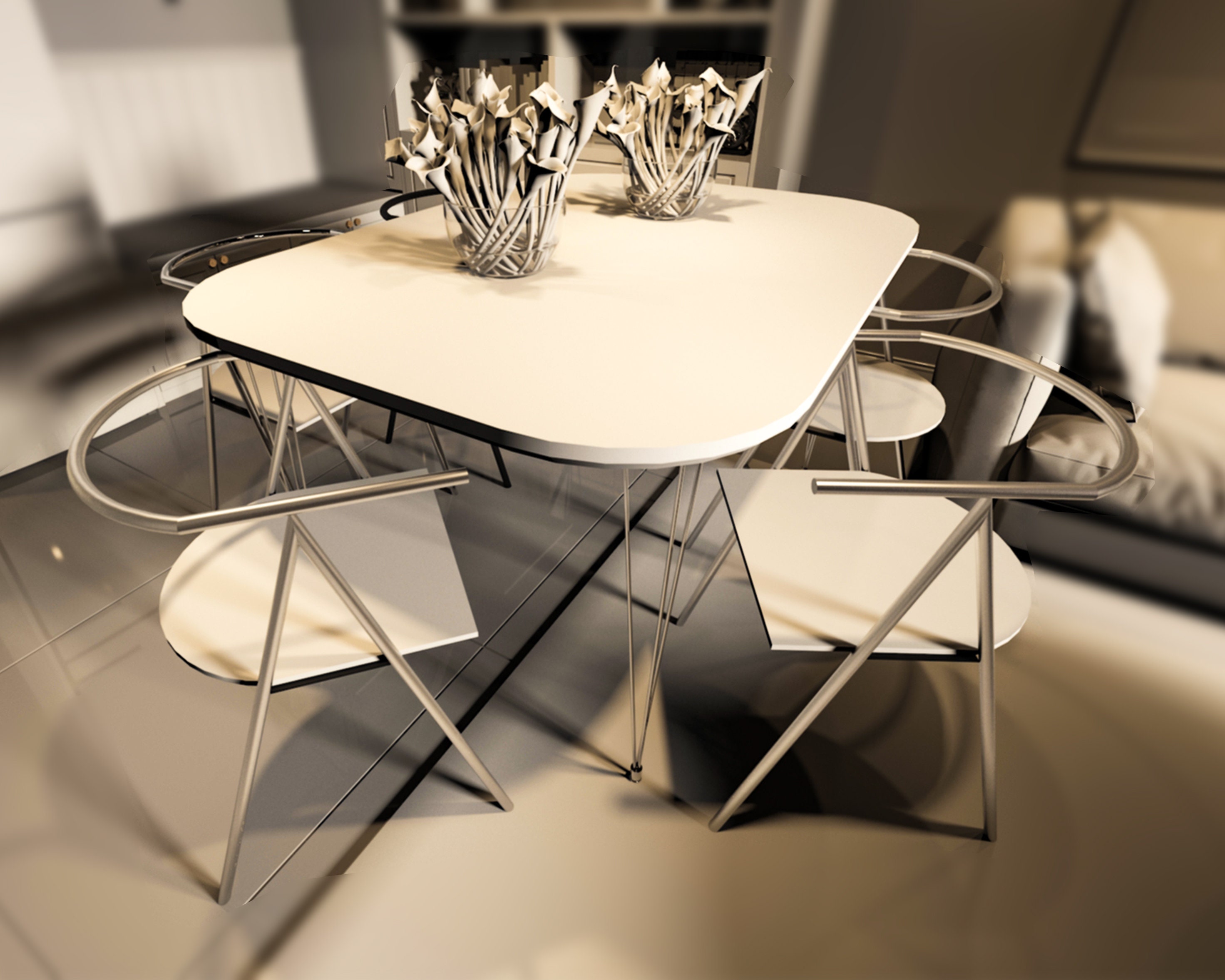 Modern Kitchen&dining Table / Kitchen Table With Stainless Steel Legs ...