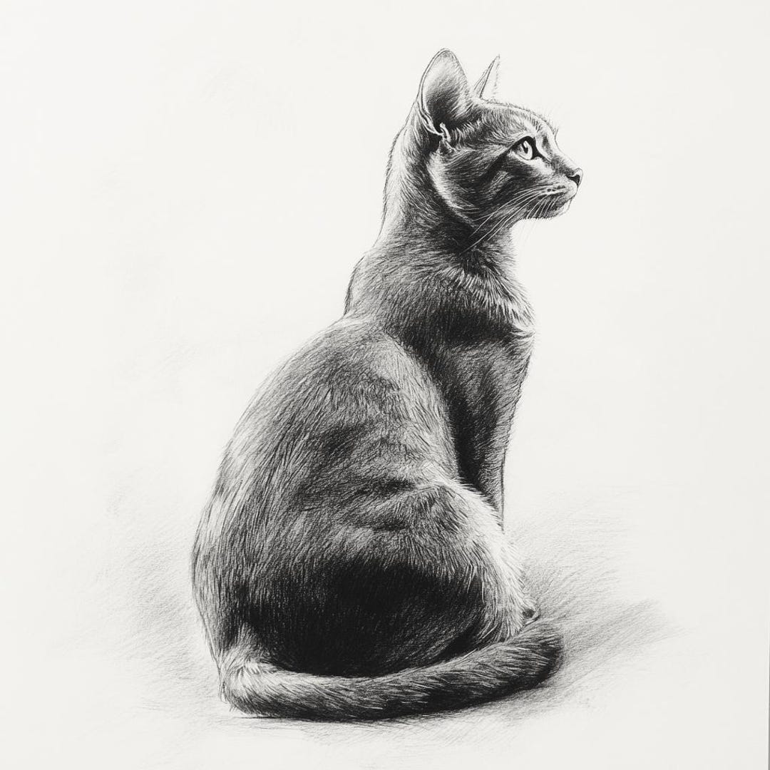 Original Cat Illustration – Hand-drawn Cat Art, Whimsical Feline ...