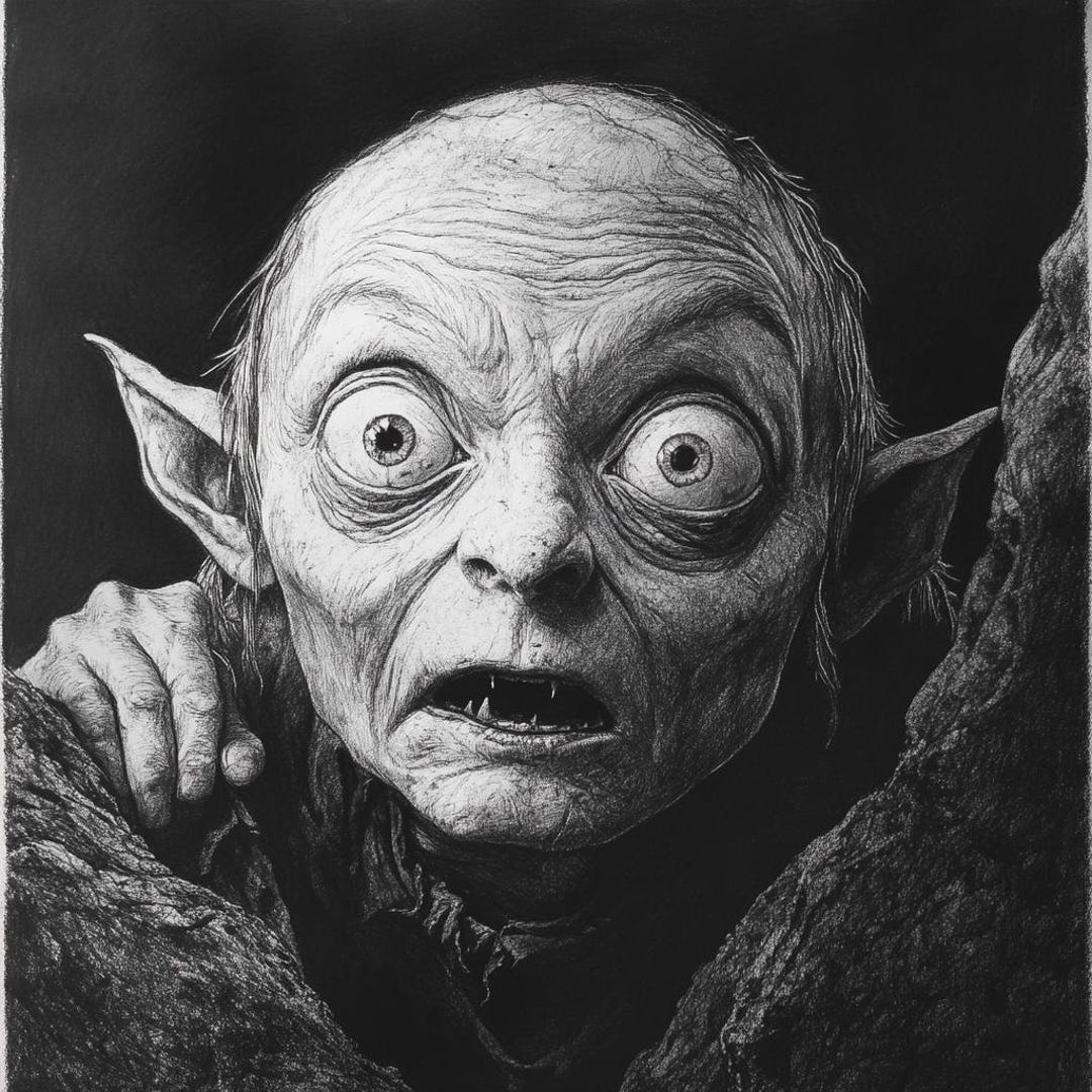 Lord of the Rings Original Pencil Drawing, Gollum, LOTR Art, A4 - Etsy
