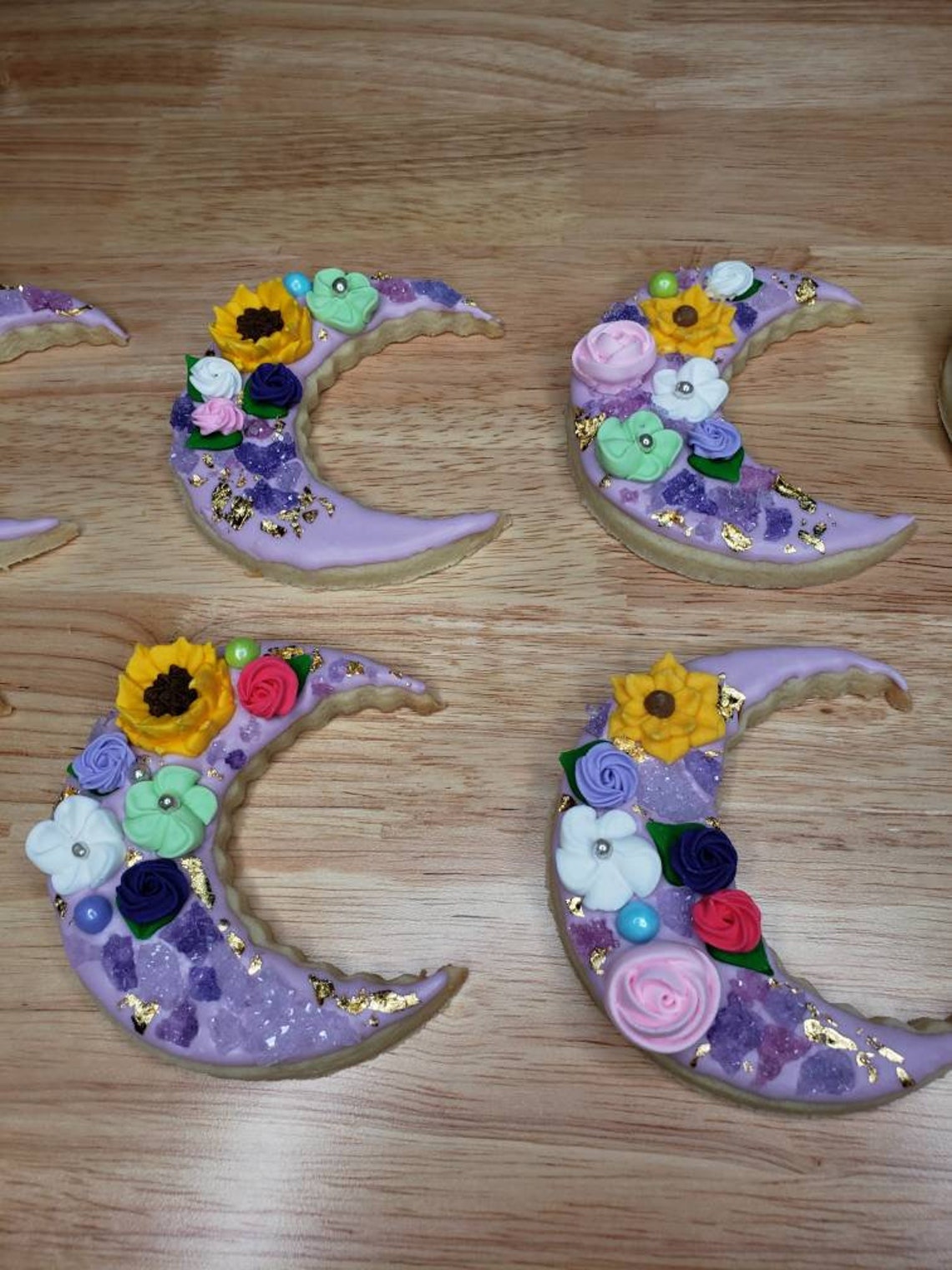 Crescent Gypsy Moon Sugar Cookies. Floral Moons With Edible | Etsy