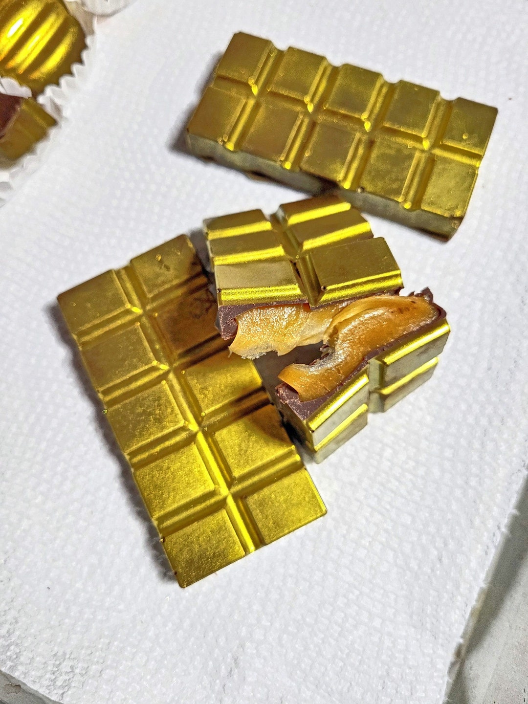 Caramel Stuffed Gold Chocolate Bars - Etsy