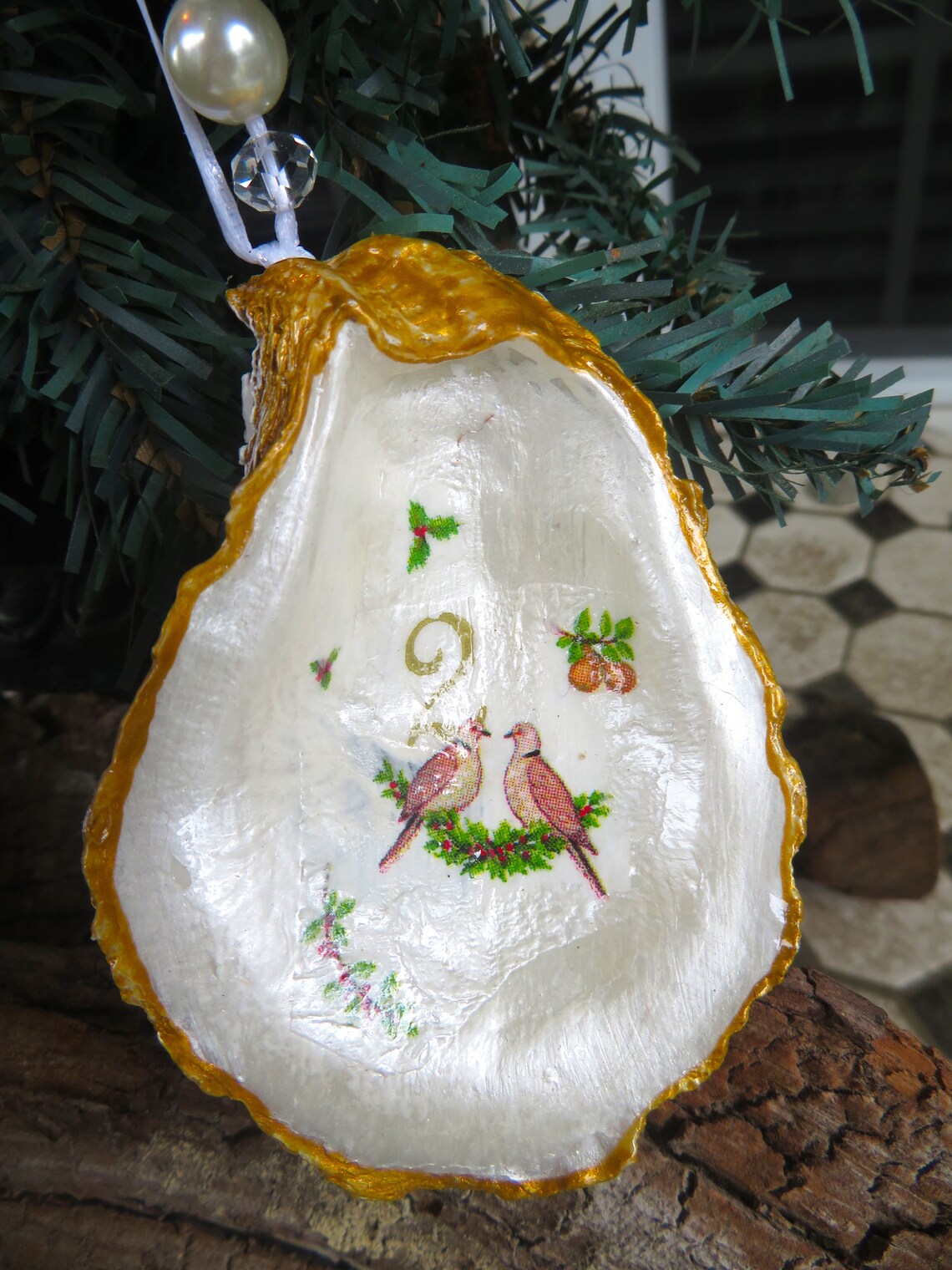 12 Days of Christmas Decoupage Oyster Shell Ornaments FREE - Etsy