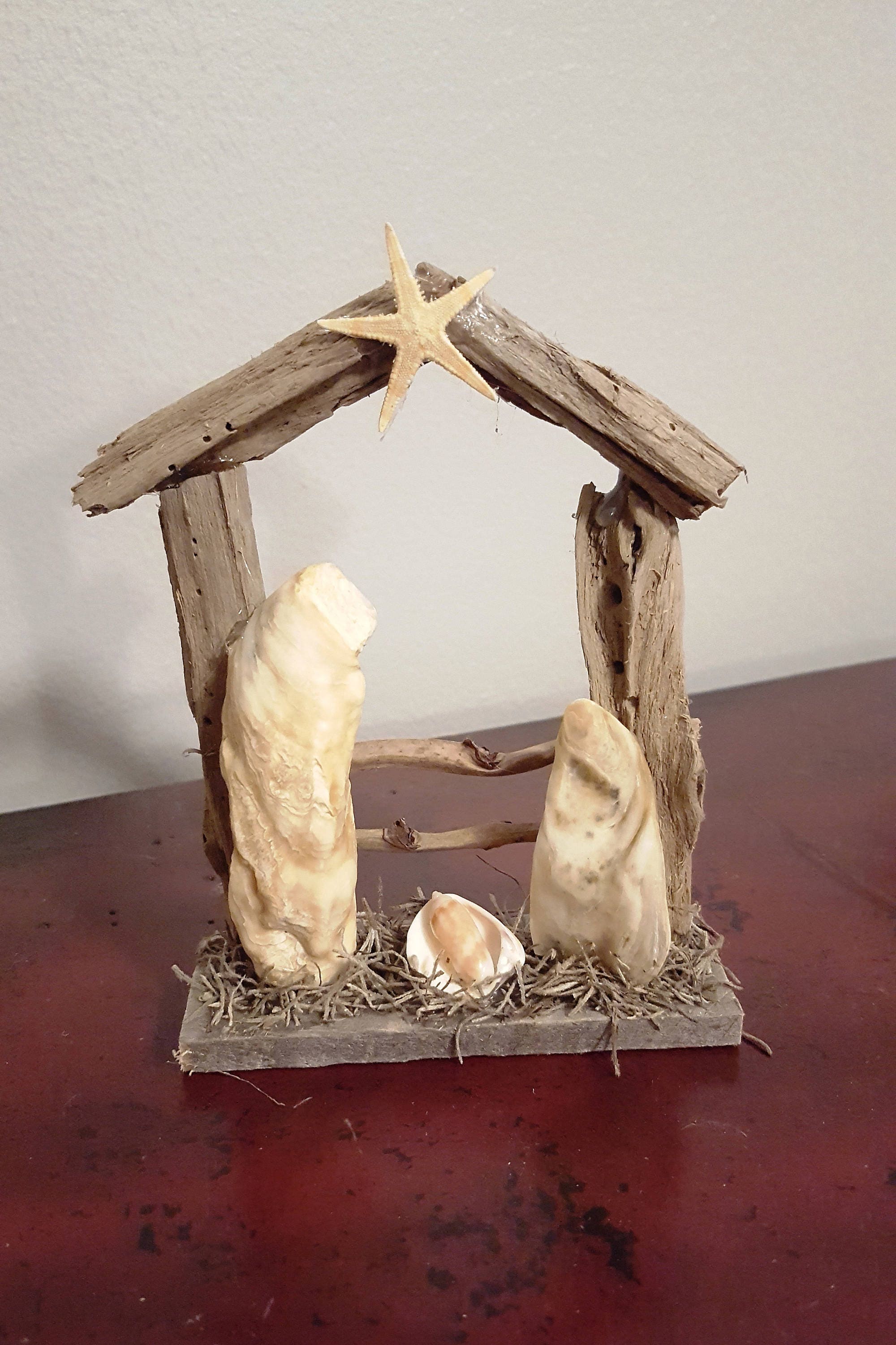 Nativity - Driftwood - Seashells - Small - Manger - Mini Nativity - Etsy