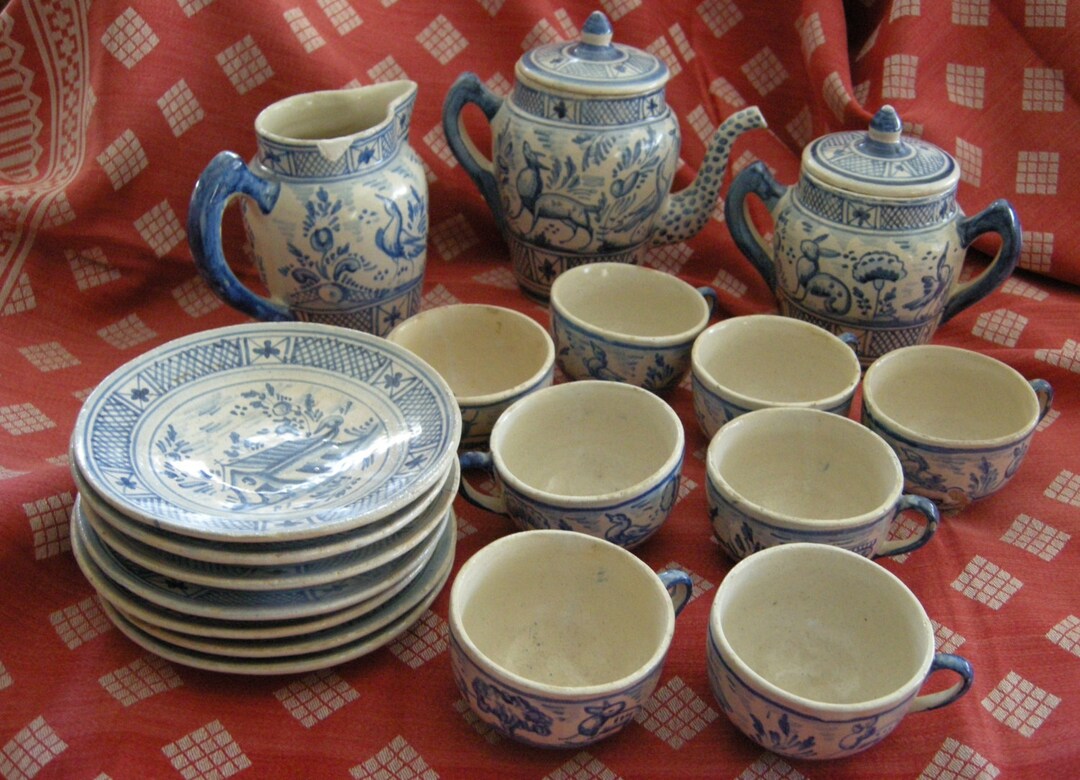 1850's Pottery Set Teapot Sugar Creamer Chinese Pottery - Etsy