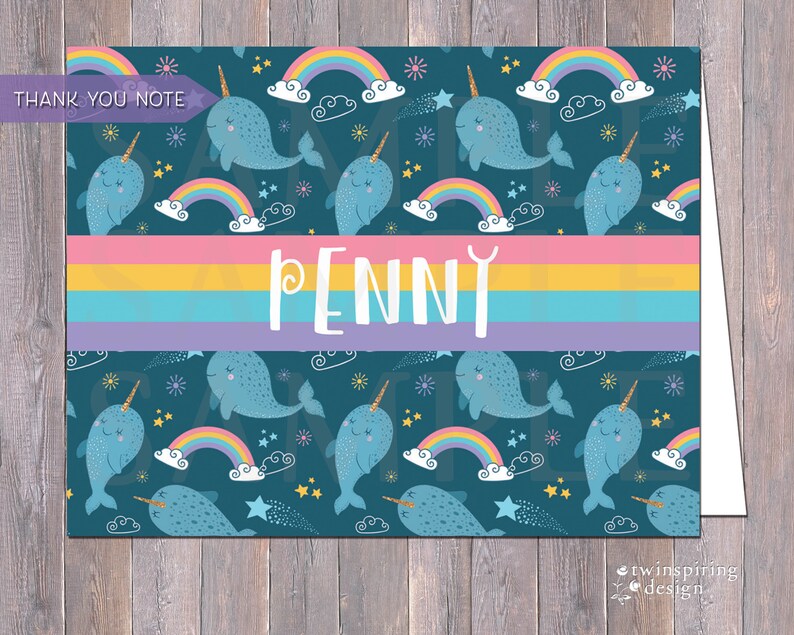 Narwhal Birthday Invitation, Thank You Note, And/or Favor Tag DIGITAL ...