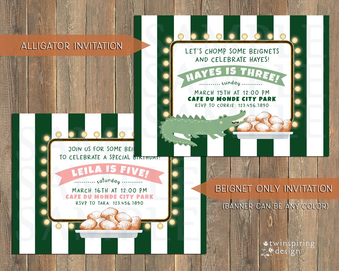 Cafe Du Monde Beignet Birthday Party Invitations, Thank You Notes, And ...