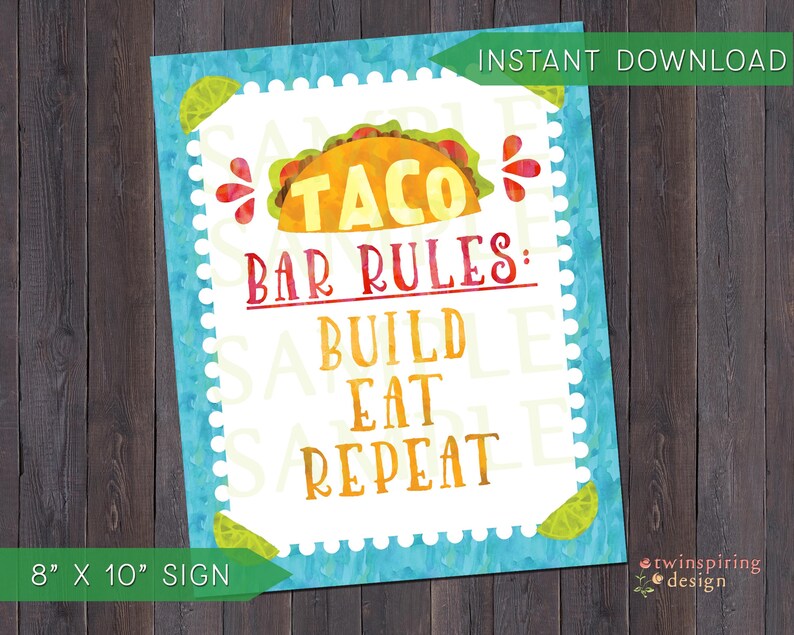 Taco Twosday Fiesta INSTANT DOWNLOAD Party Signs in Blue - Etsy
