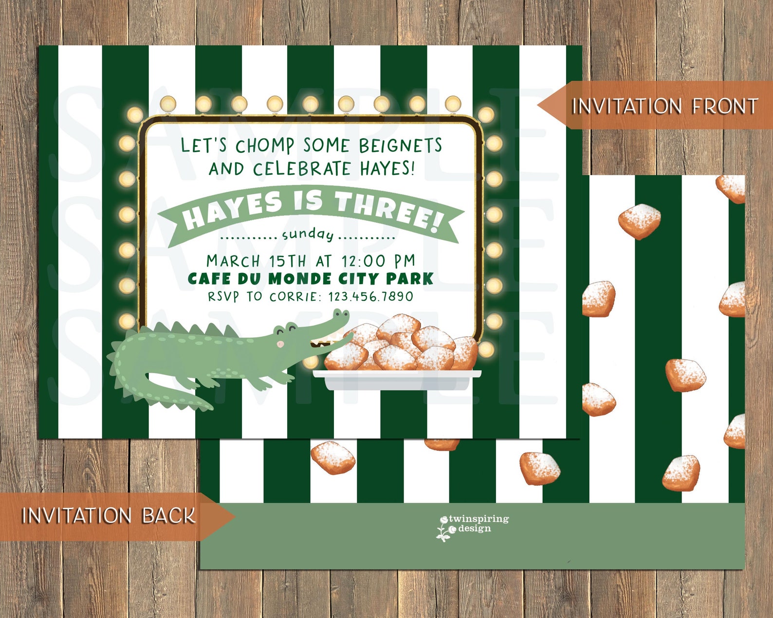Cafe Du Monde Beignet Birthday Party Invitations, Thank You Notes, And ...