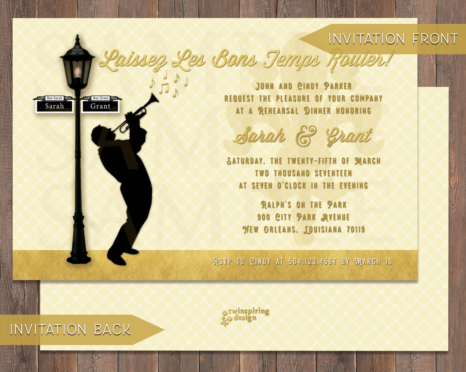 New Orleans Jazz & Lamp Post Invitation And/or RSVP Cards With | Etsy