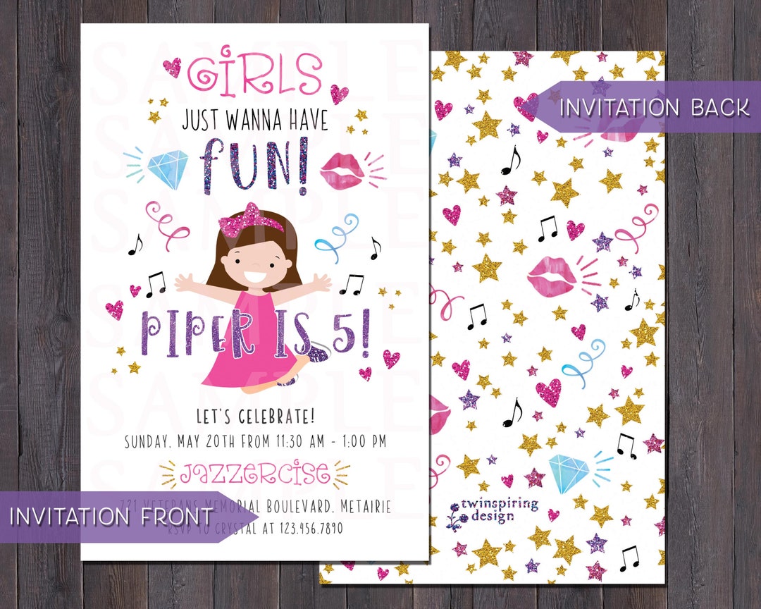Girls Just Wanna Have Fun Invitations, Thank You Notes, Favor Stickers ...