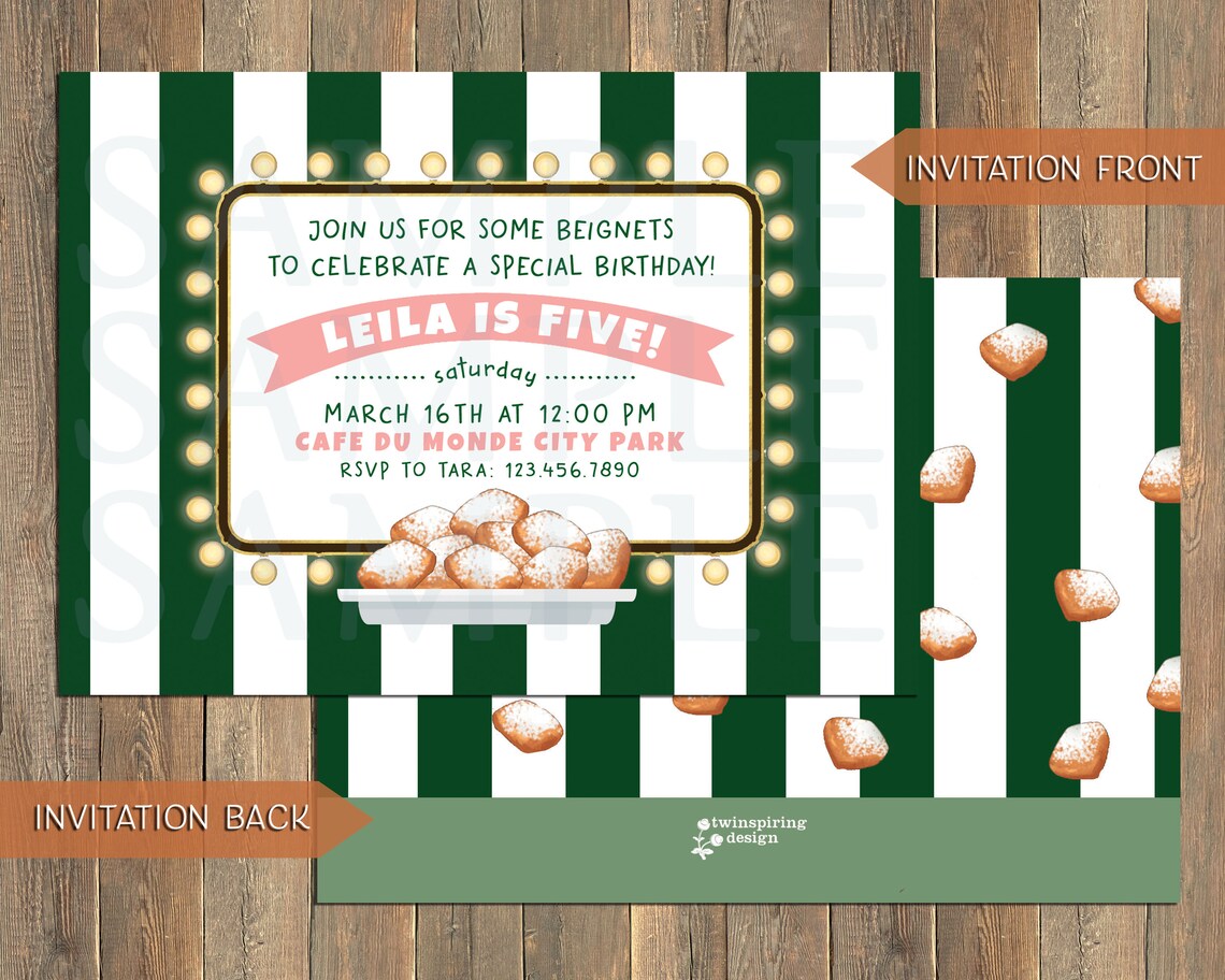 Cafe Du Monde Beignet Birthday Party Invitations, Thank You Notes, And ...