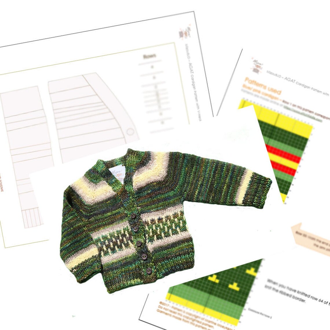 PDF Pattern to Download - Knitting Pattern of Cardigan for 42 Cm/ 16 ...