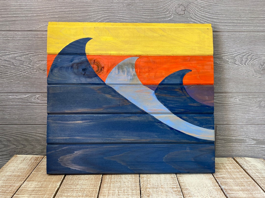 Ocean Wave Art - Sunset - Wood Sign - Beach Decor - - Etsy