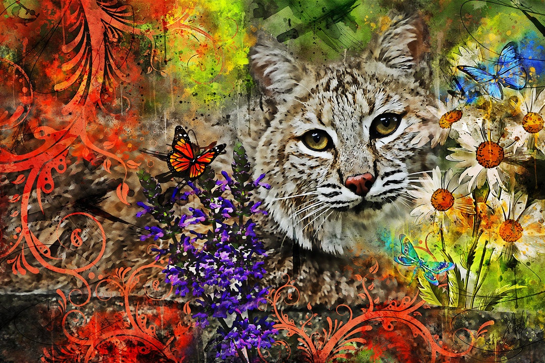 Bobcat Art - Wildcat Watercolor Artwork - Nabisco Wonderland Matted ...