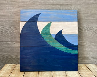 Ocean Wave Art Tropical Style Wood Sign Beach Decor | Etsy